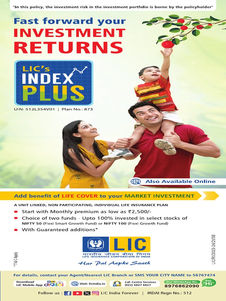 LIC - Index Plus Sales Brochure - FEB 24-WEB | PDF | Life Insurance ...