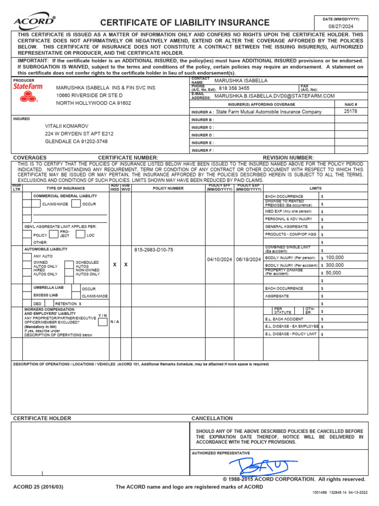 Acord Coi 2023 Mazda | PDF