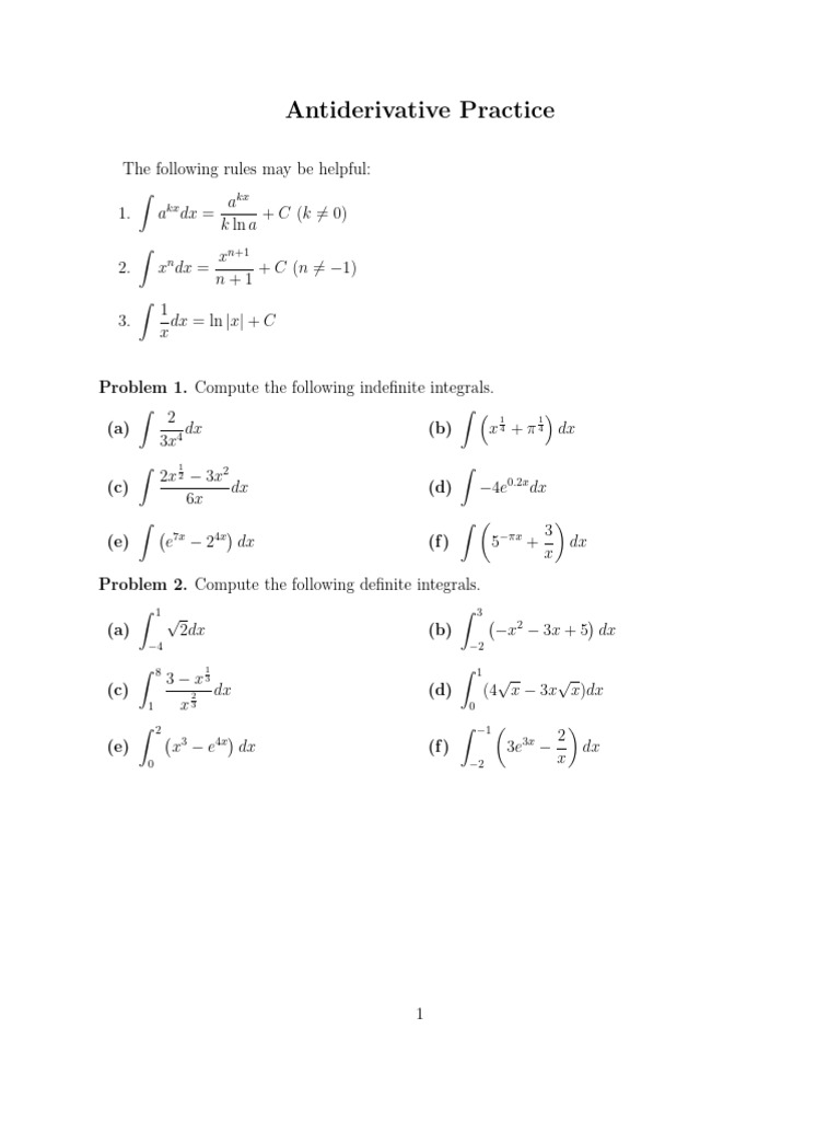 Antiderivative Practice | PDF