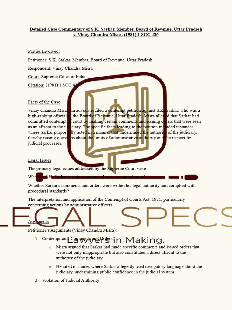 Detailed Case Commentary | PDF