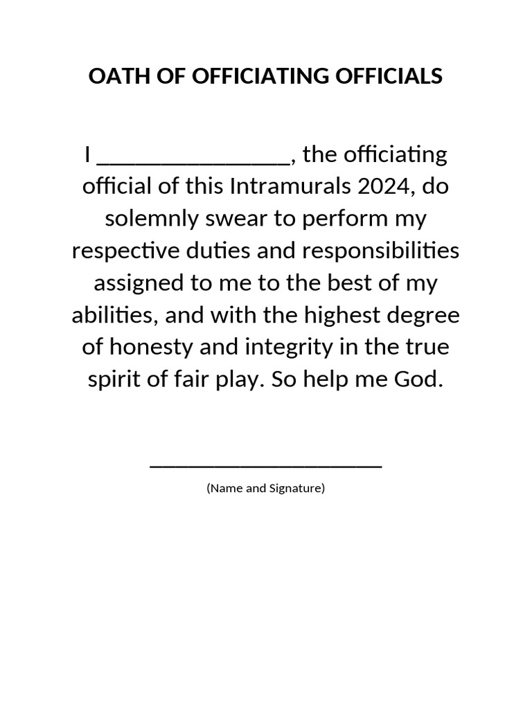 Oath of Officiating Officials | PDF