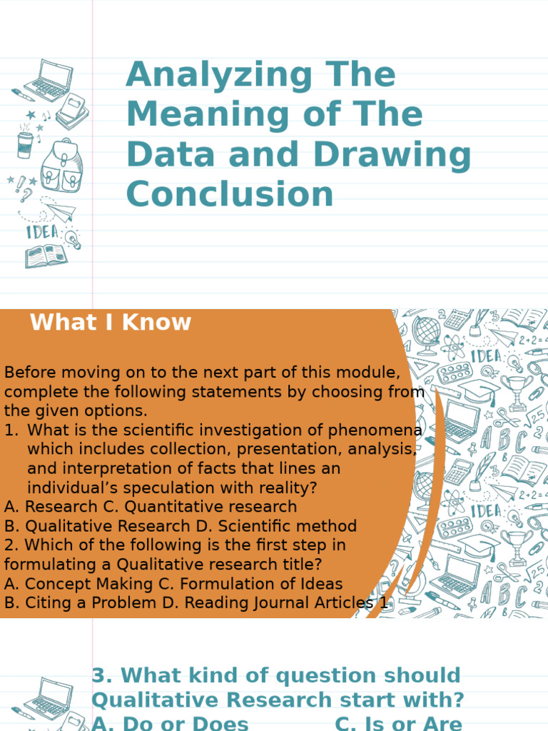 1.analyzing The Meaning of The Data and Drawing Conclusion | PDF ...