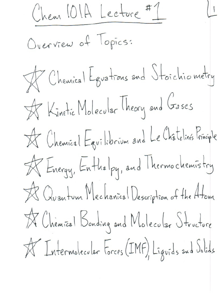 Chem 101 A Lecture 1 Notes | PDF