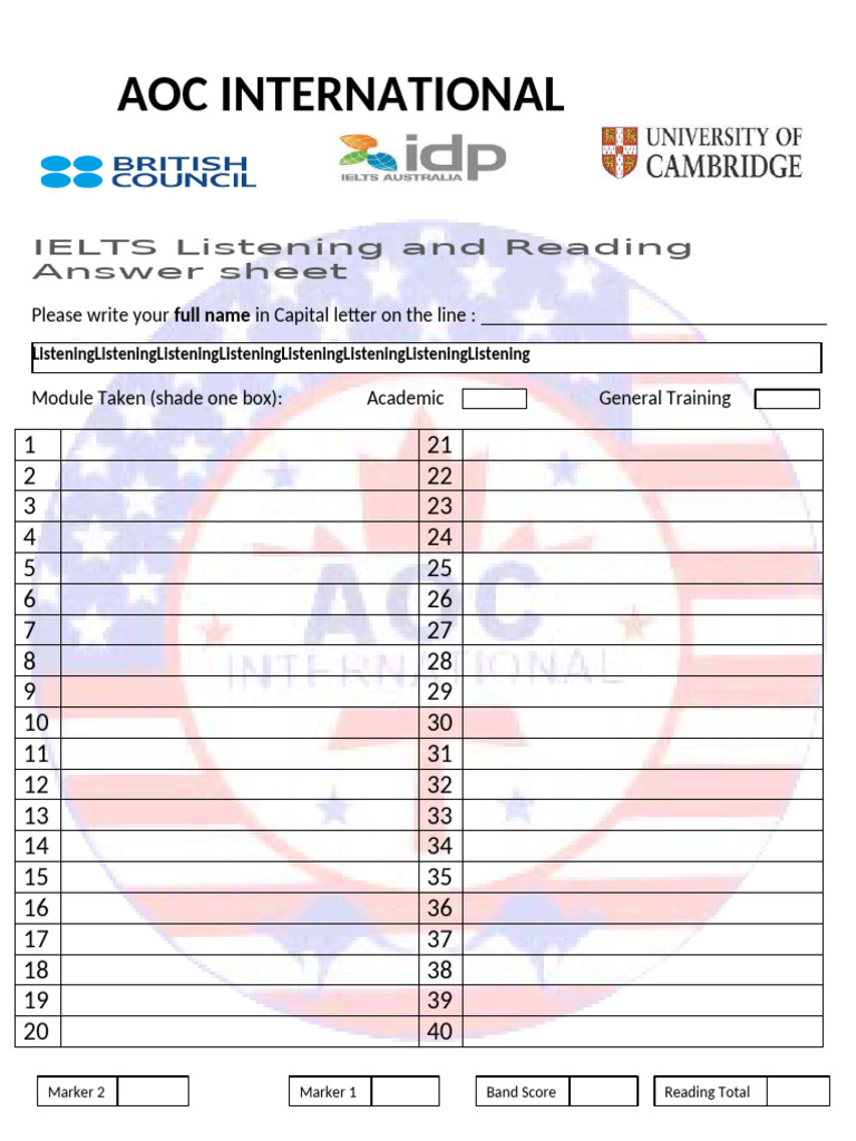 Listening and Reading Sheets | PDF