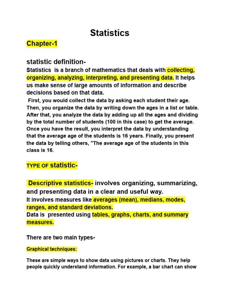 Statistics: Chapter-1 Statistic Definition | PDF