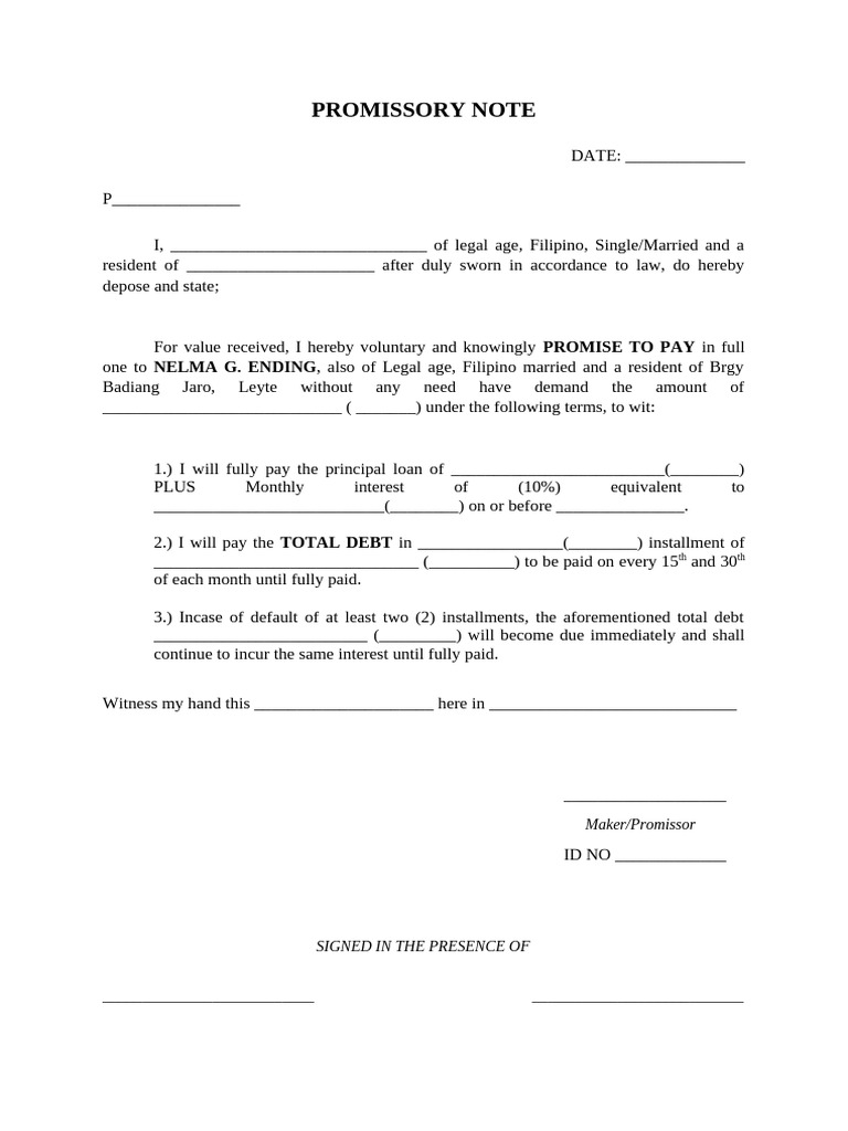 PROMISSORY NOTE | PDF