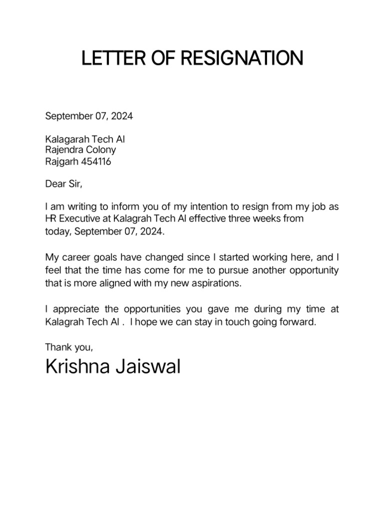 Resignation Letter Example | PDF