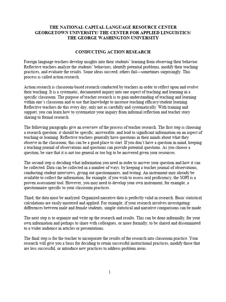 Conducting Action Research in The Foreign Language | PDF