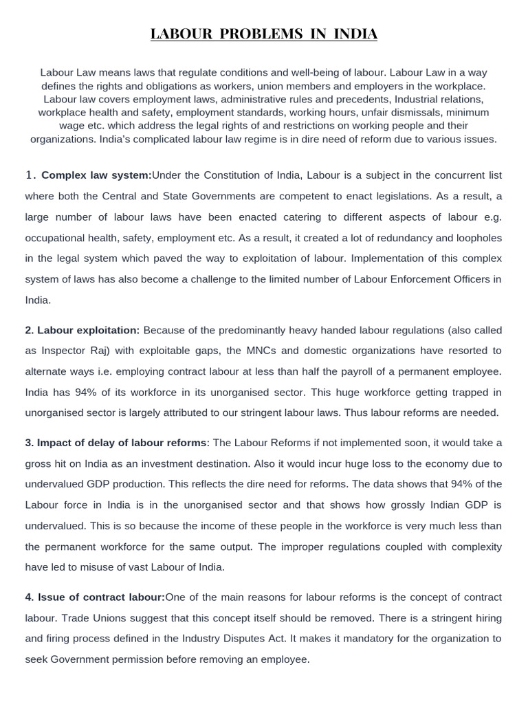 Labour Problems in India | PDF