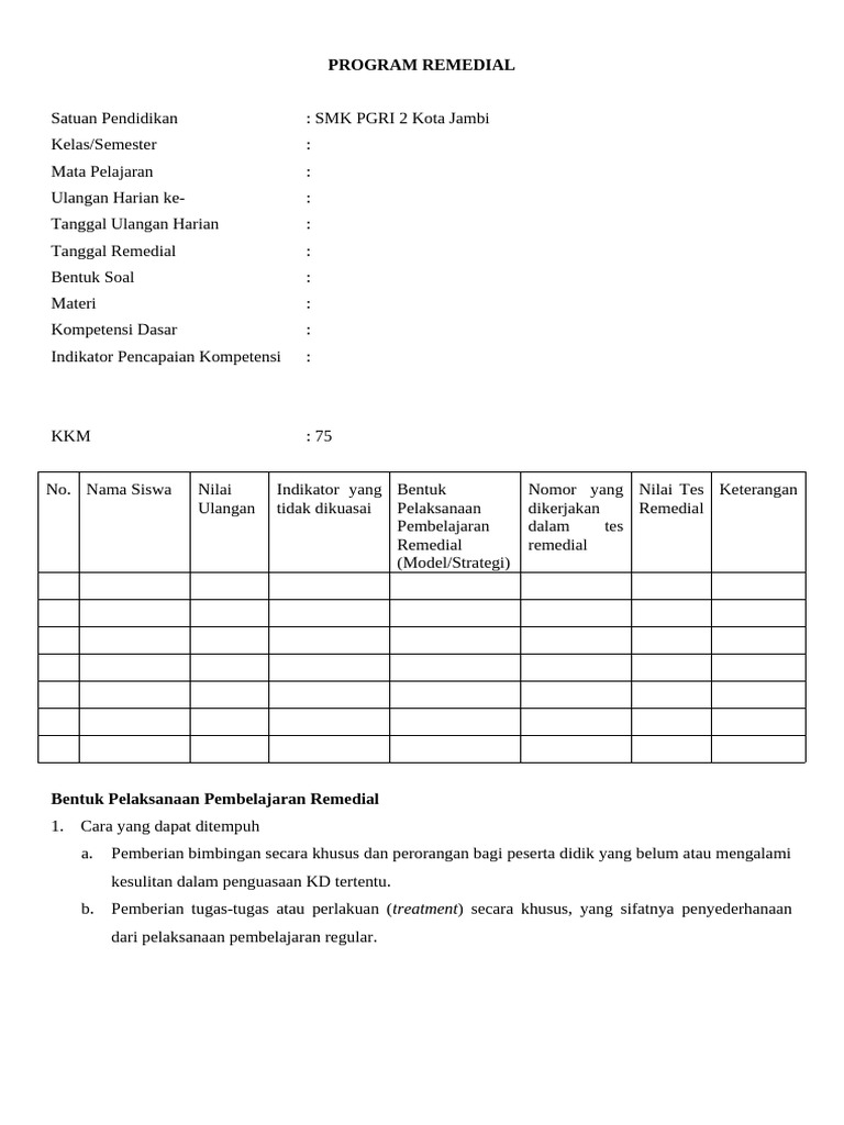 Program Remedial | PDF