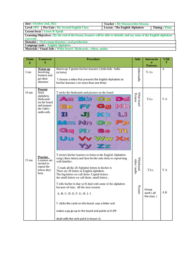 English Alphabets Lesson Plan 31 | PDF