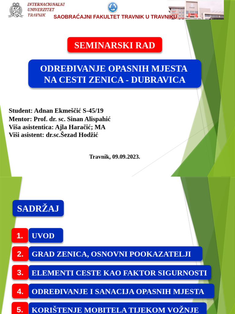 Prezentacija Sigurnosti Saobraćaja | PDF