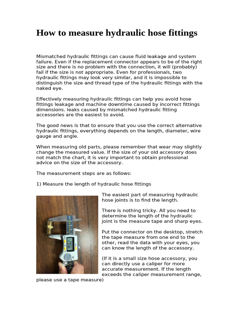 How To Measure Hydraulic Hose Fittings | PDF