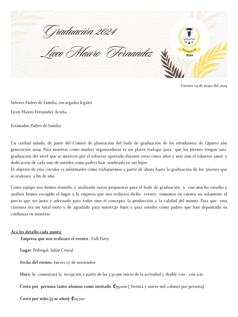 Circular de padres firmada | PDF