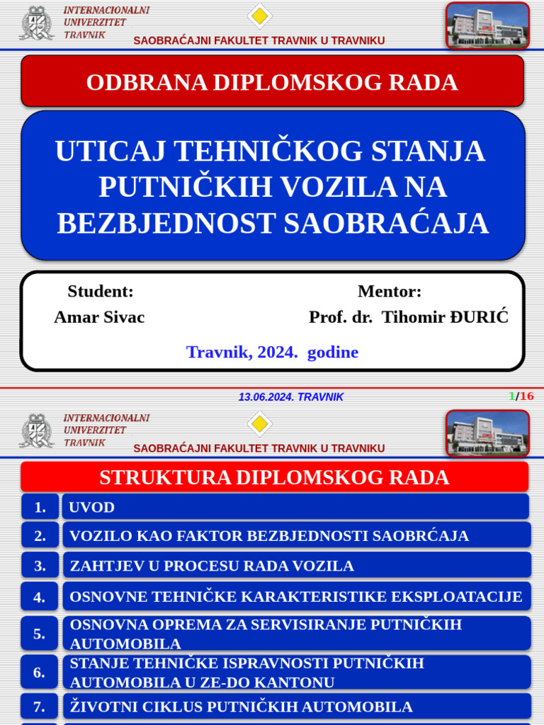 Uticaj Tehničkog Stanja Vozila Na Sigurnost Saobraćaja | PDF