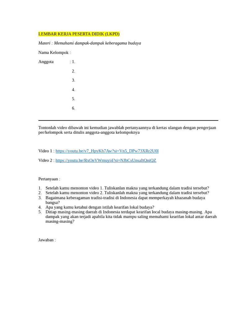 LKPD, Keragaman Budaya | PDF