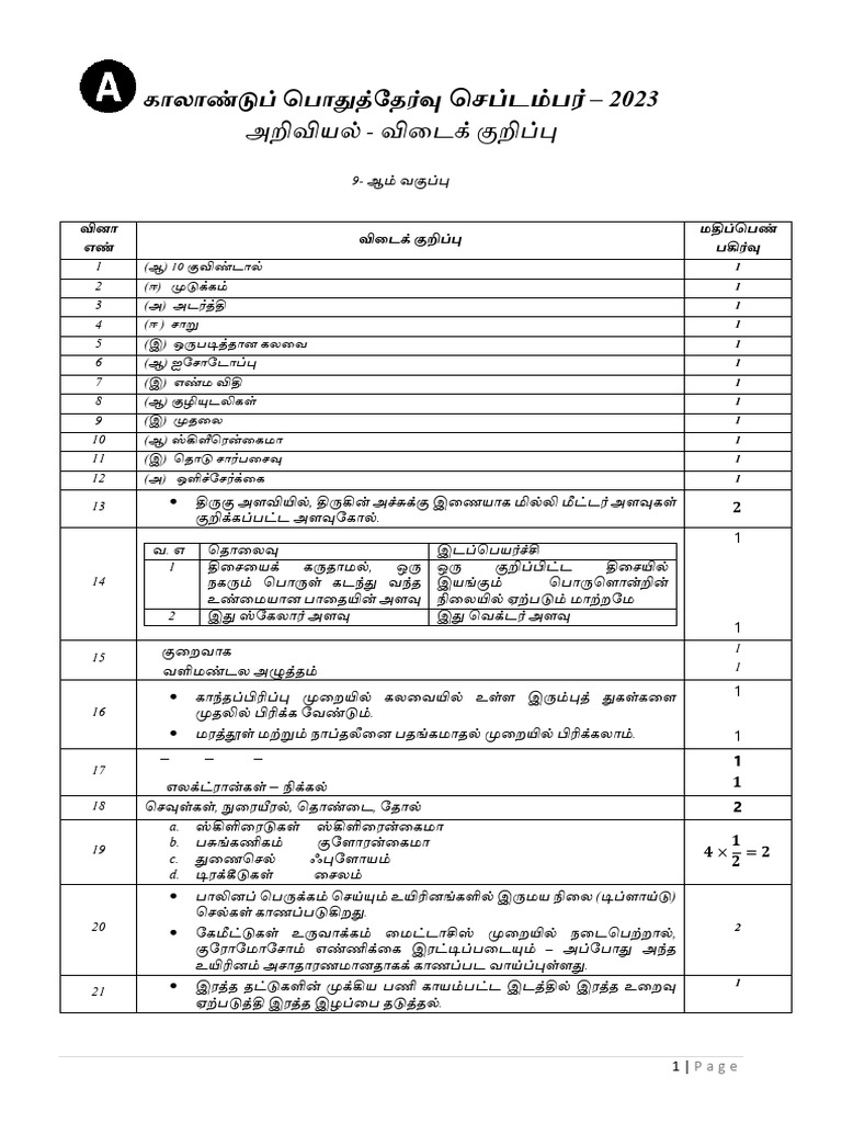 9th-Science-EM-TM-Answer-Keys-to-Quarterly-Exam-2023-PDF-Download | PDF 9th-Science-EM-TM-Answer-Keys-to-Quarterly-Exam-2023-PDF-Download | PDF