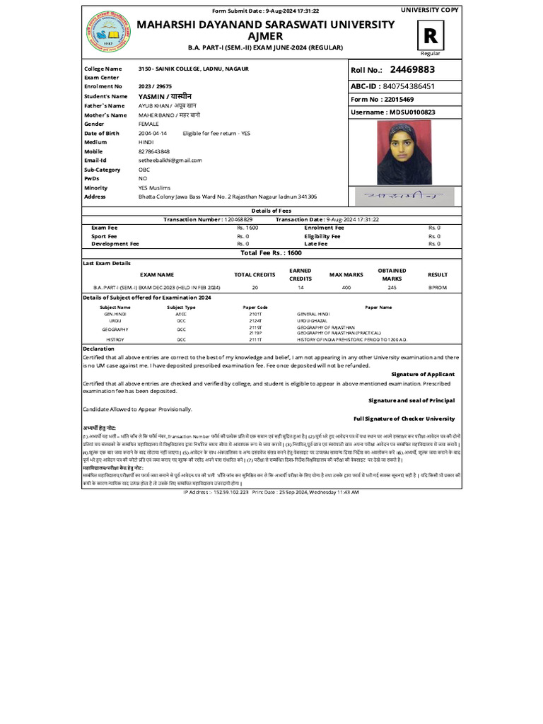 Maharshi Dayanand Saraswati University, Ajmer | PDF