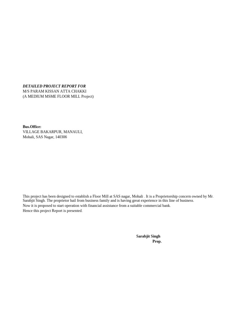 Flour Mill Project Report | PDF