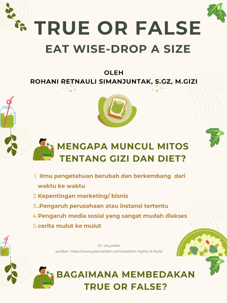 Nutrition Talk - 2024 'True or False Diet Trend' | PDF