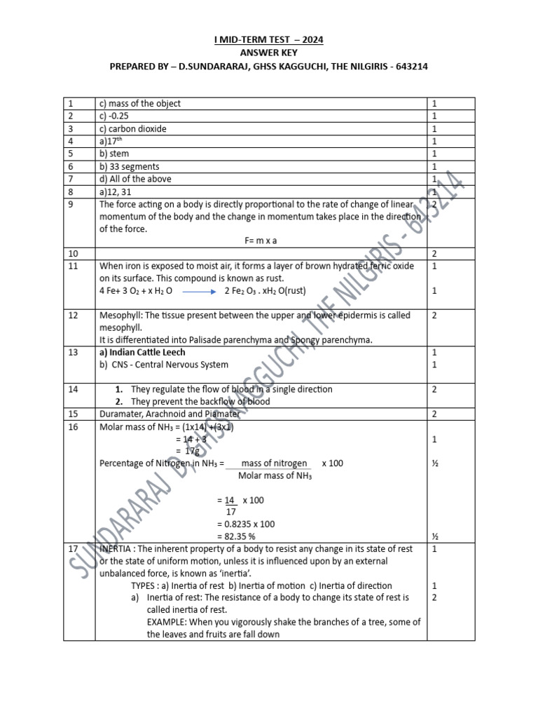 I Midterm 2024 Ans Key (Em) | PDF | Wavelength | Atoms
