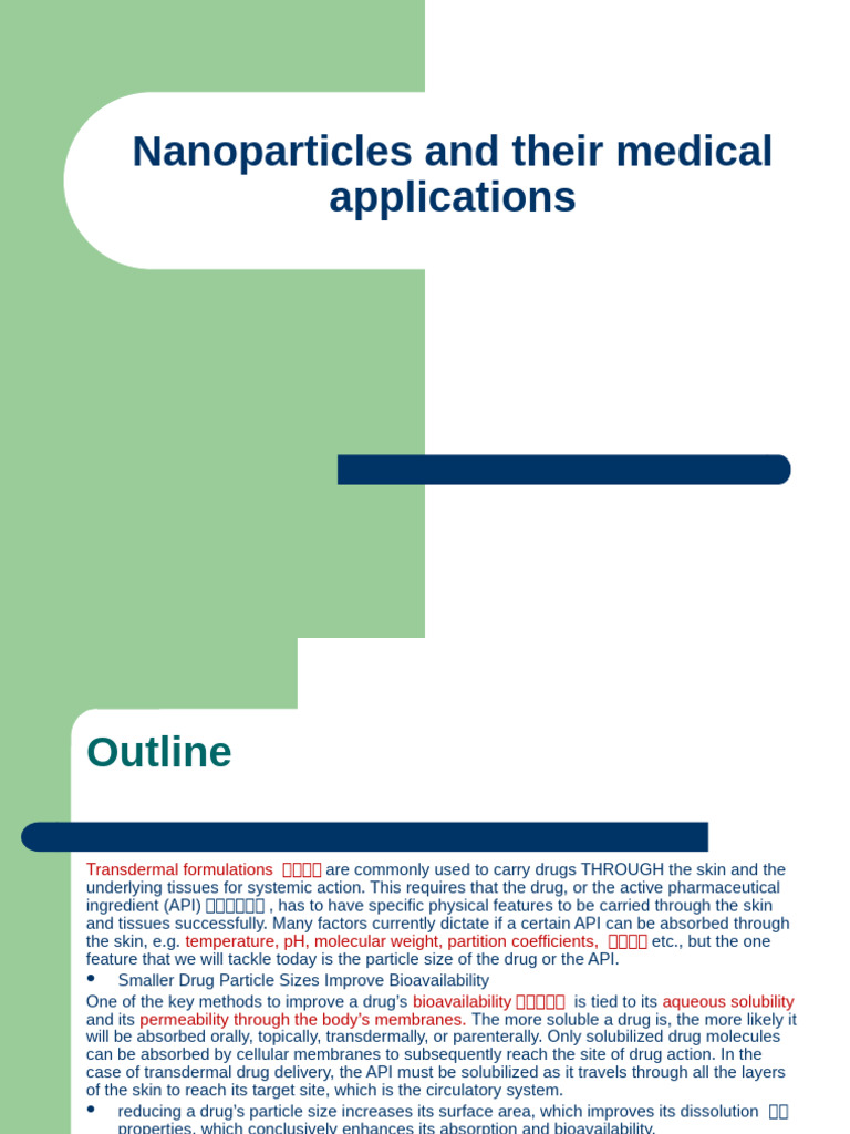 Nanoparticles and Their Medical Applications | PDF