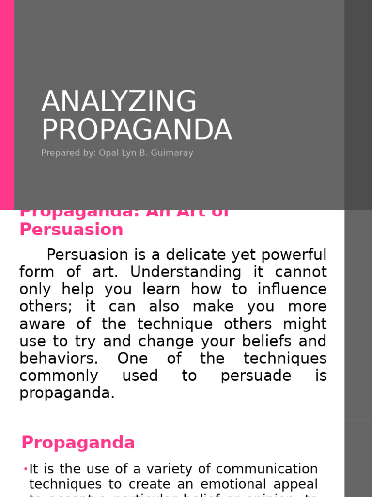 Analyzing Propaganda | PDF
