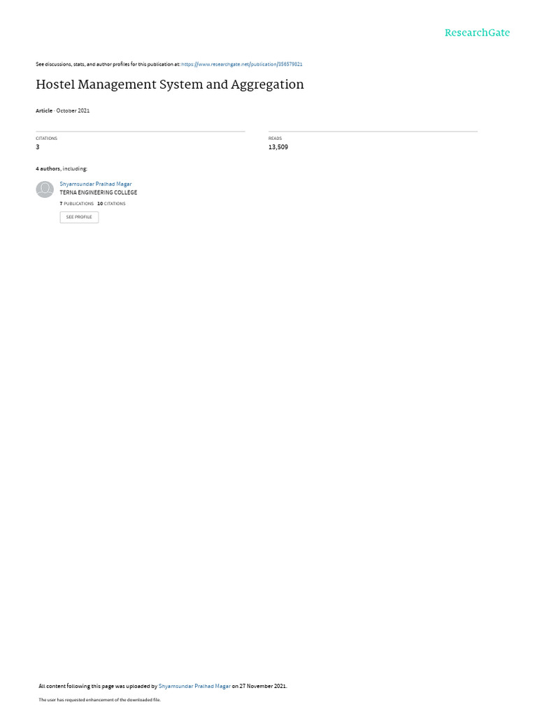 Hostel Management System | PDF