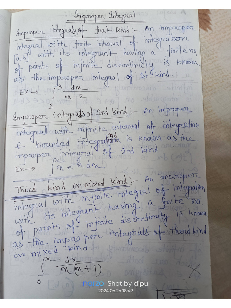 Improper Integrals Pdf