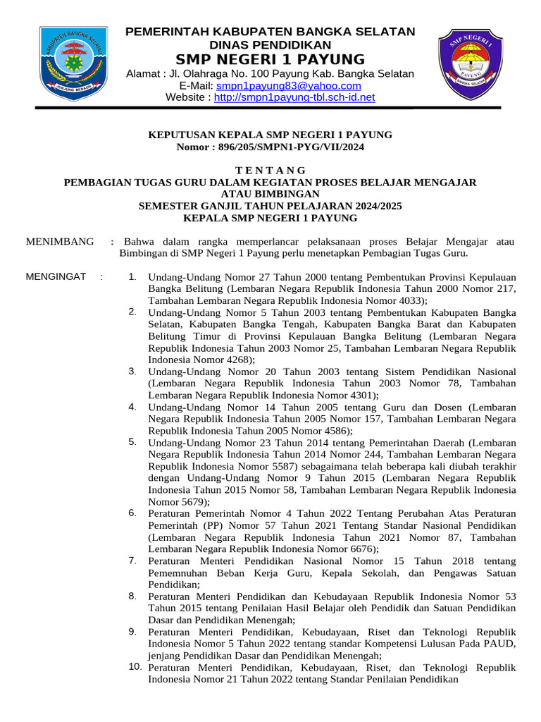 SK Halaman Depan Ganjil 2024,2025 | PDF