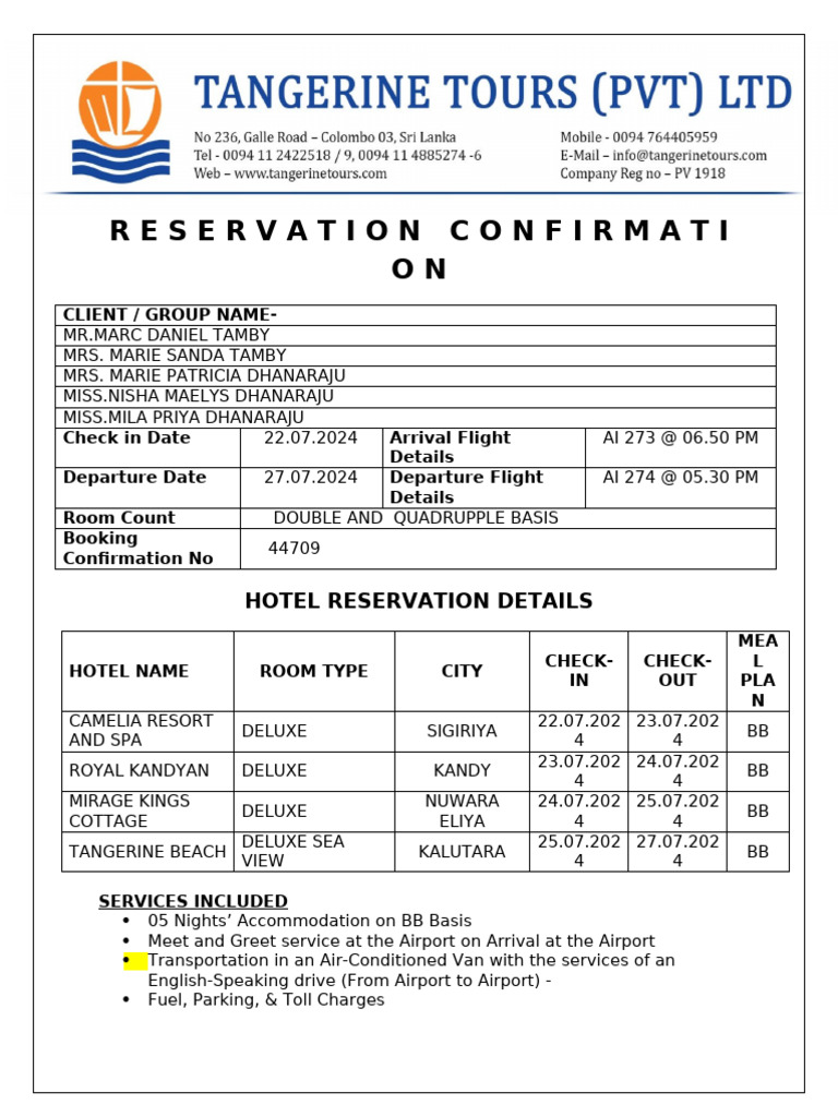 Booking Confirmation | PDF