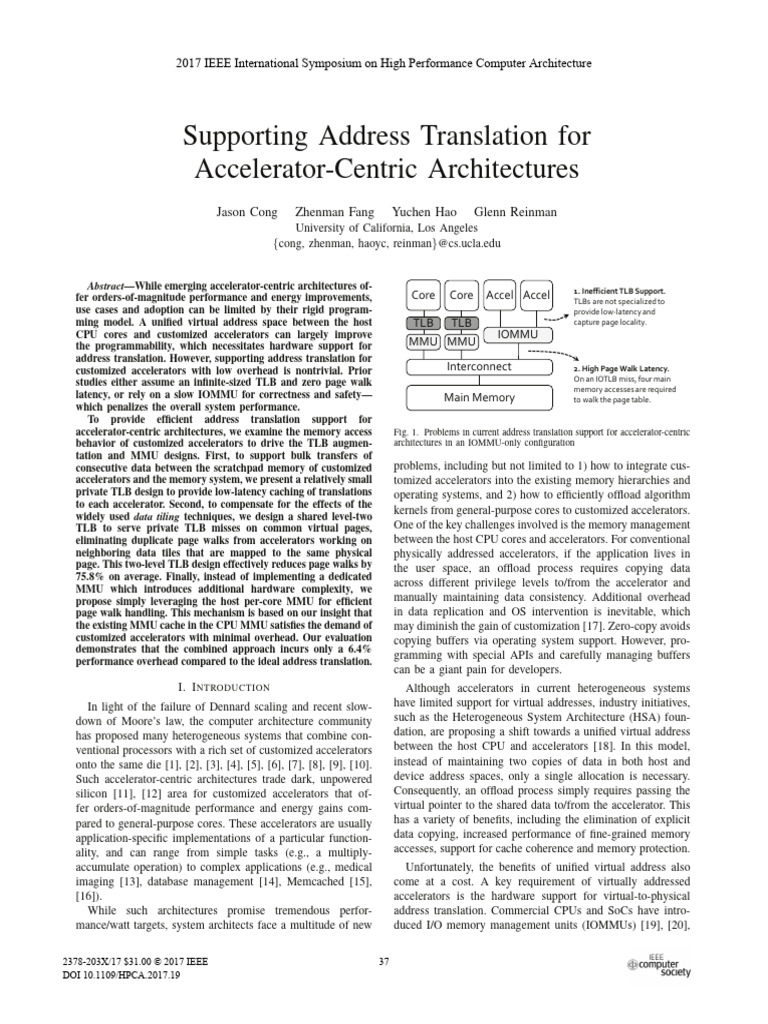 Supporting Address Translation For Accelerator-Centric Architectures | PDF | Cpu Cache | Computers