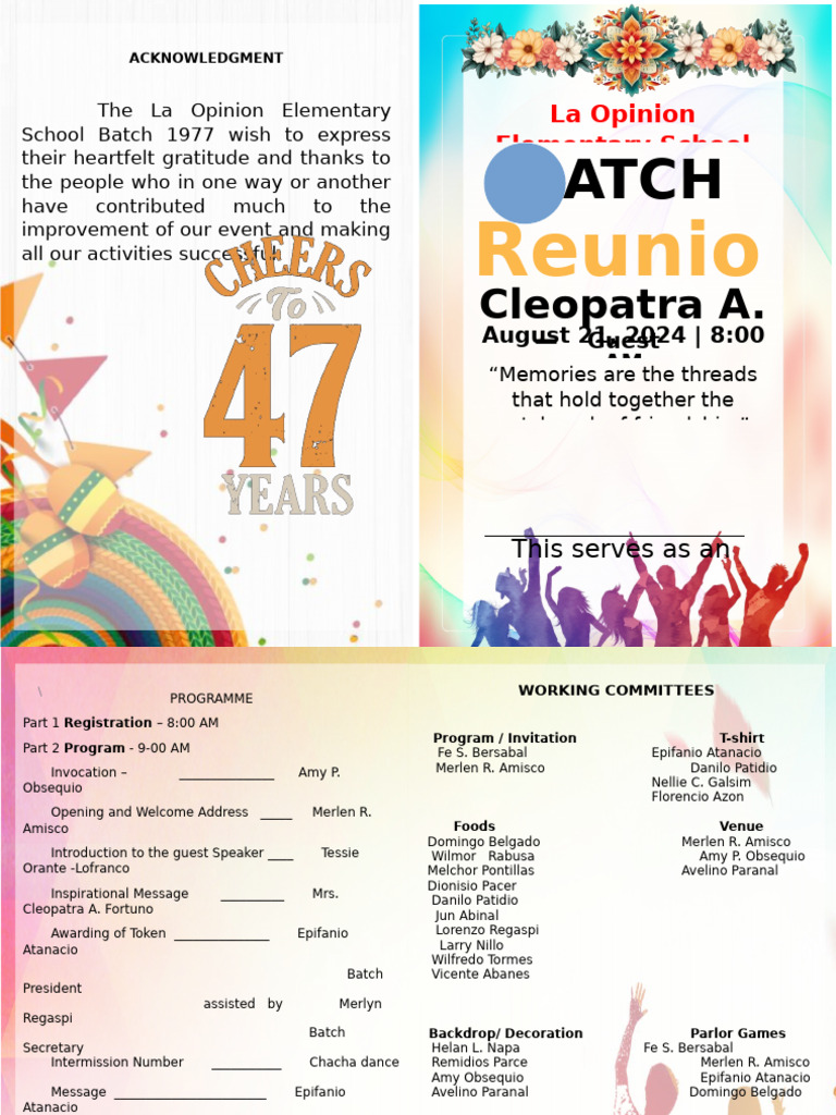 Final Program Batch 77 Reunion | PDF