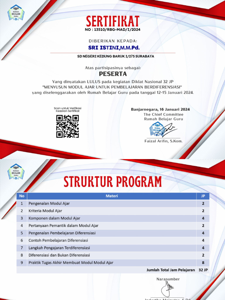 Sertifikat Bu Tini | PDF