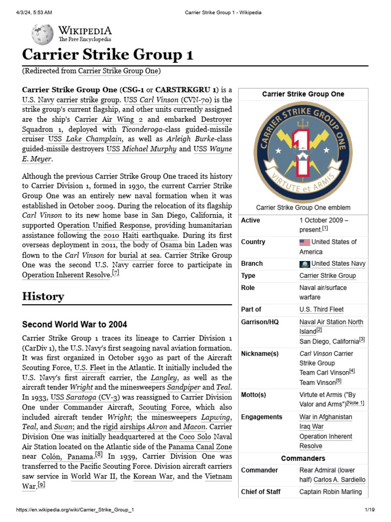 Carrier Strike Group 1 | PDF