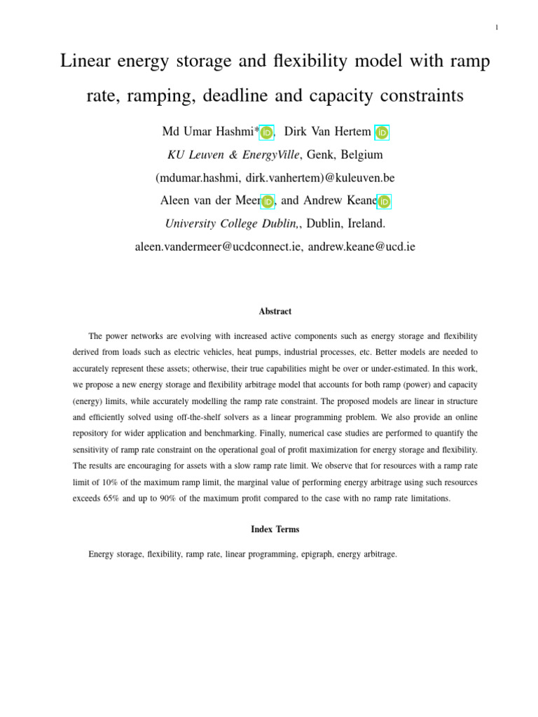 Linear Energy Storage and Flexibility Model With R | PDF