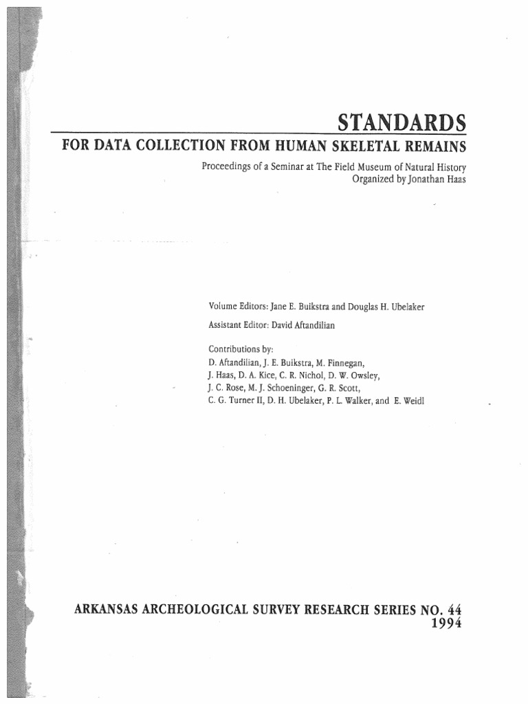 Standards For Data Collection From Human Skeletal Remains | PDF