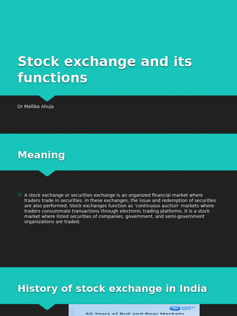 Functions of Stock Exchange in India Mba 3 | PDF | Stock Exchange | Stocks