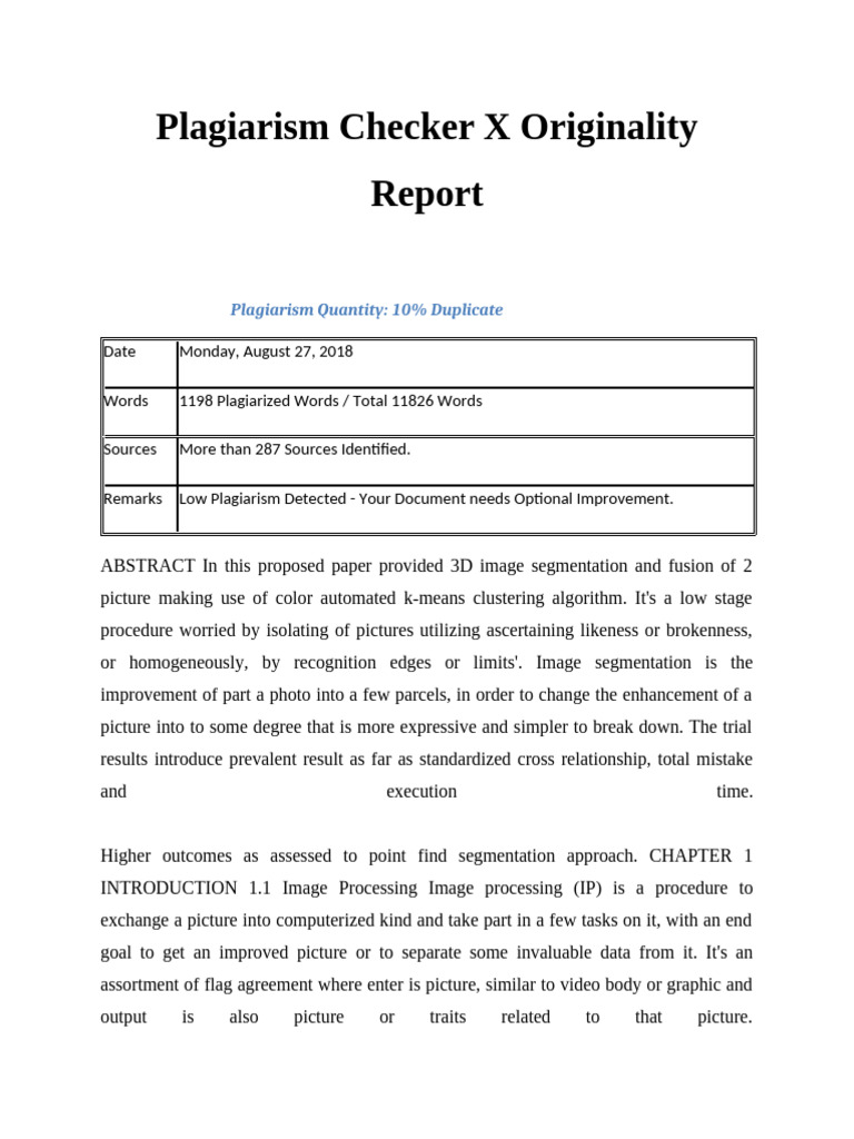 Plagiarism Checker X Originality Report | PDF