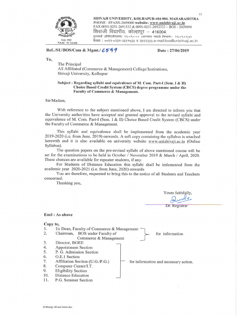 M. Com. Part I (Sem I - II) 2019 | PDF