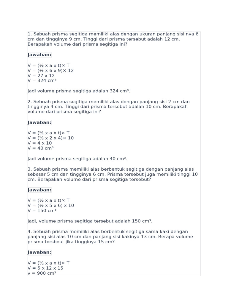 Contoh Soal Volume Prisma | PDF