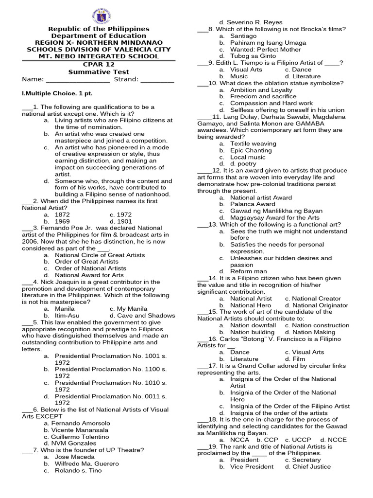 1st Sum Contemp | PDF | Philippines