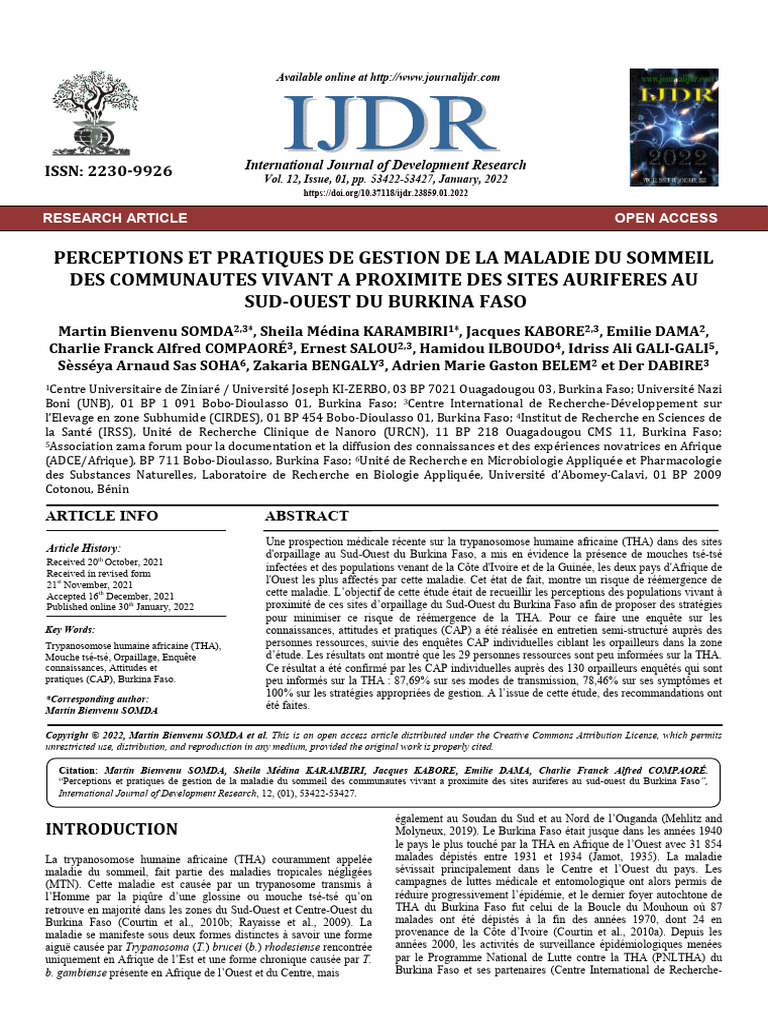 Somda Et Al. 2022 - IJDR | PDF