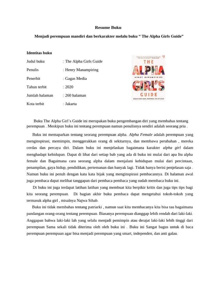 Resume Buku The Alpha Girls Guide - Carol Falia Dungus | PDF
