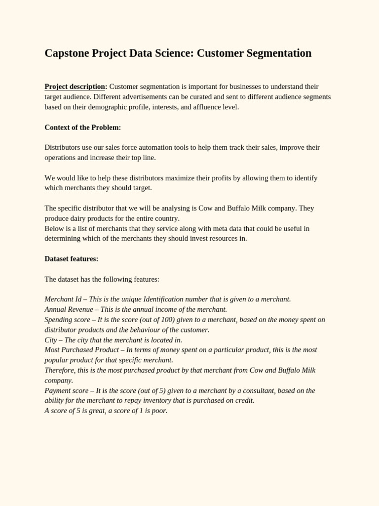Capstone Project DataScience Customersegmentation | PDF