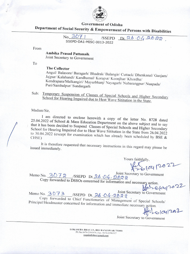 KL, Tanrn: Government of Odisha Department of Social Security ...