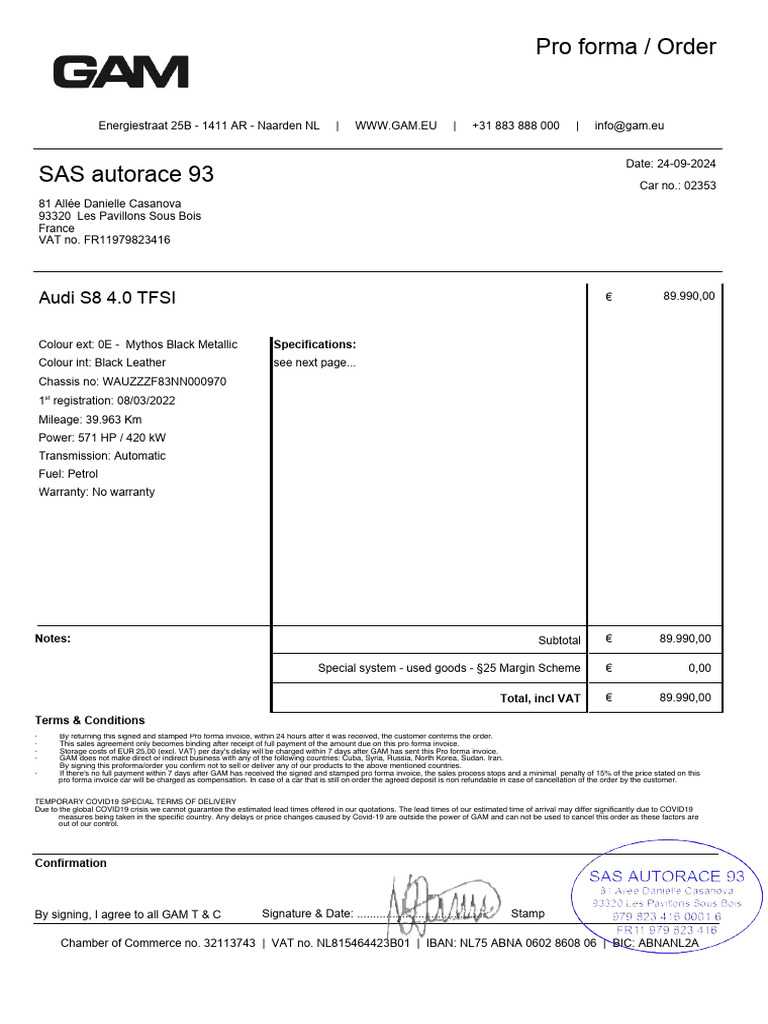 Proforma-Order 02353 | PDF