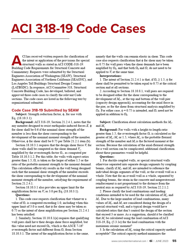 2023-ACI 318-19 Code Cases | PDF