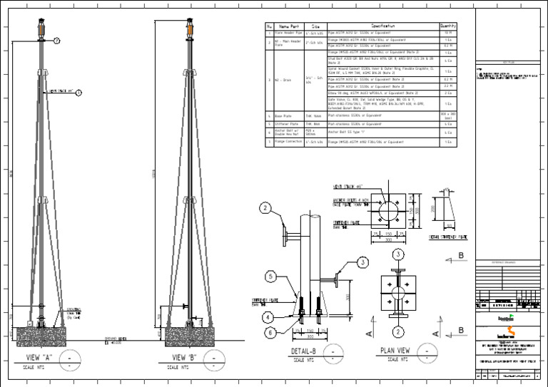 RDA-GTL-EPC-PIP-DWG-010 General Arrangement For Vent Stack Sheet 1 | PDF