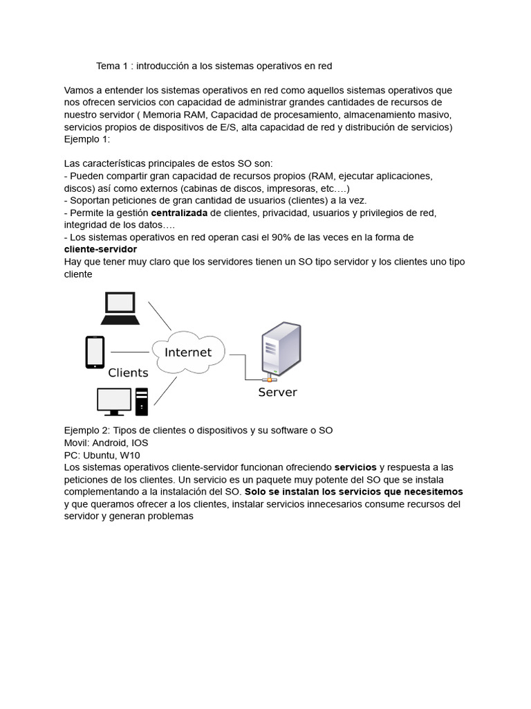 Tema 1 - Introducción A Los Sistemas Operativos en Red | PDF | Servidor (Computación) | Computadoras